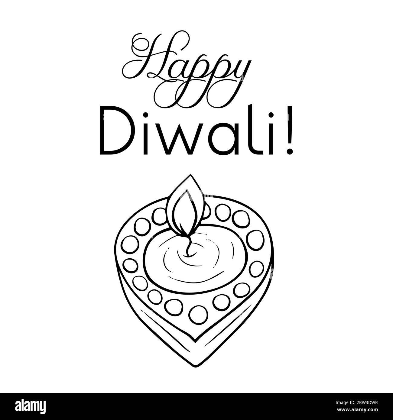 Happy Diwali hand drawn greeting card Stock Vector Image & Art - Alamy