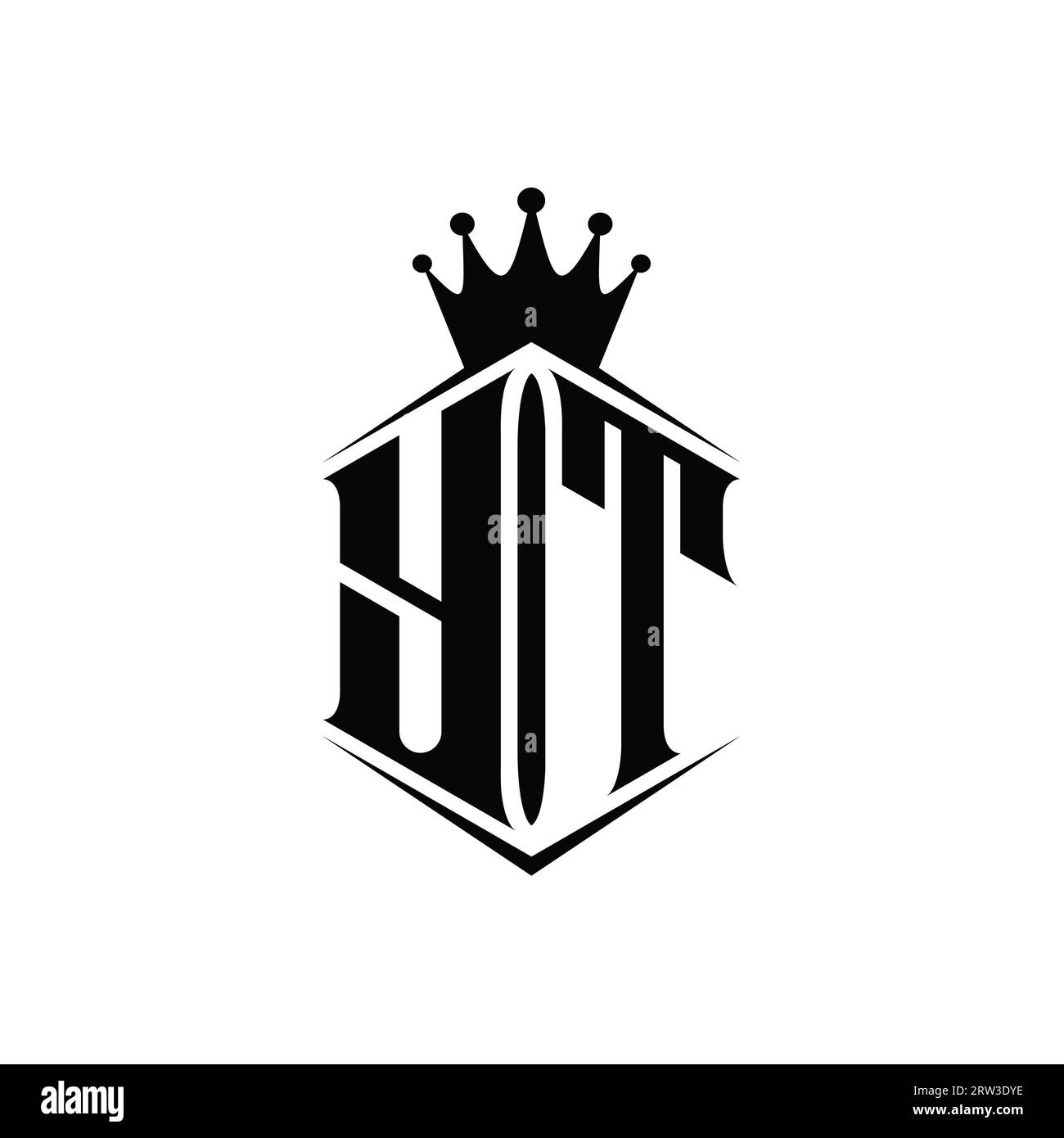 YT Letter Logo monogram hexagon shield shape crown with sharp style design template Stock Photo ...