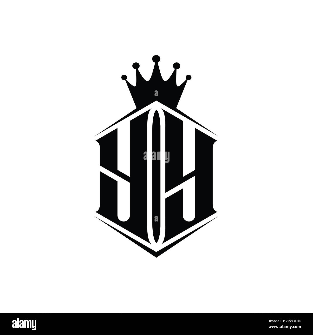YY Letter Logo monogram hexagon shield shape crown with sharp style design template Stock Photo ...