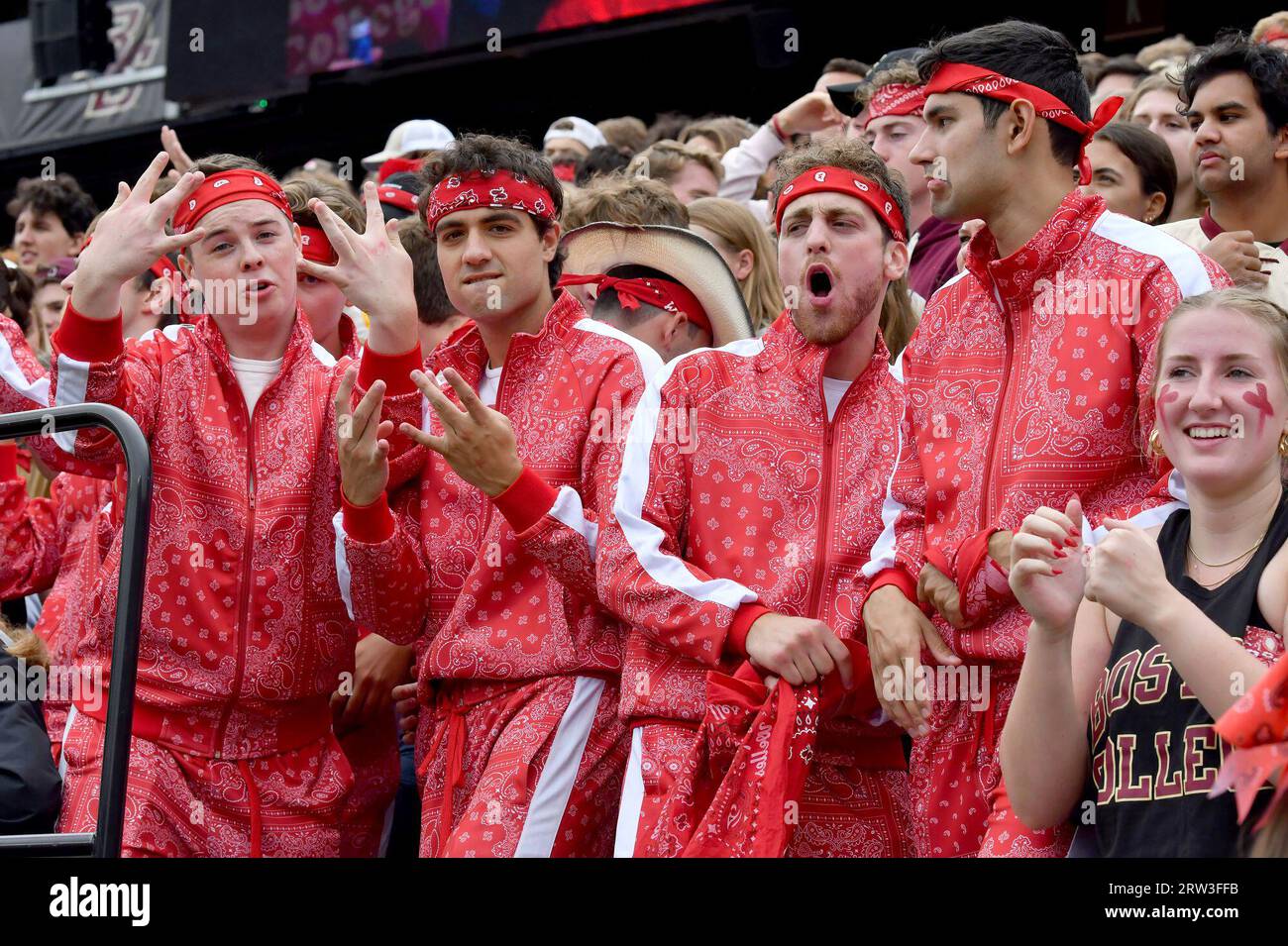 Boston College fans cheer their team during the second half of an NCAA ...