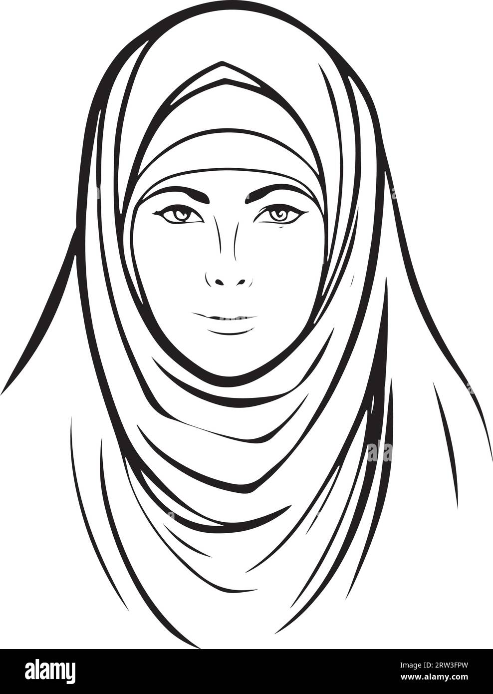 Breathtaking lovely muslim woman vector logo art Stock Vector Image ...