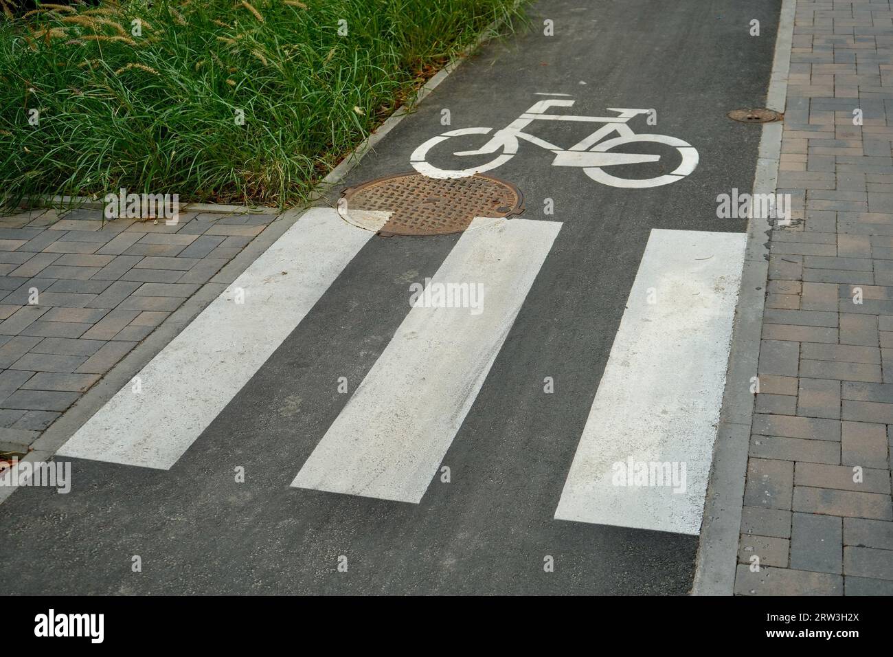 Pedestrian crossing over the bicycle path Stock Photo - Alamy