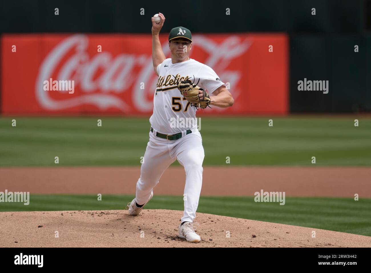 Oakland Athletics pitcher Mason Miller throws to a San Diego Padres ...