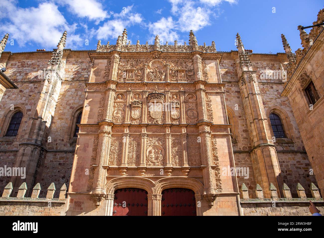 University of Salamanca, front stone Plateresque facade of Escuelas ...