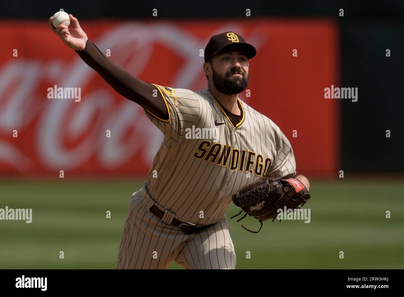 San Diego Padres pitcher Matt Waldron throws to an Oakland Athletics ...
