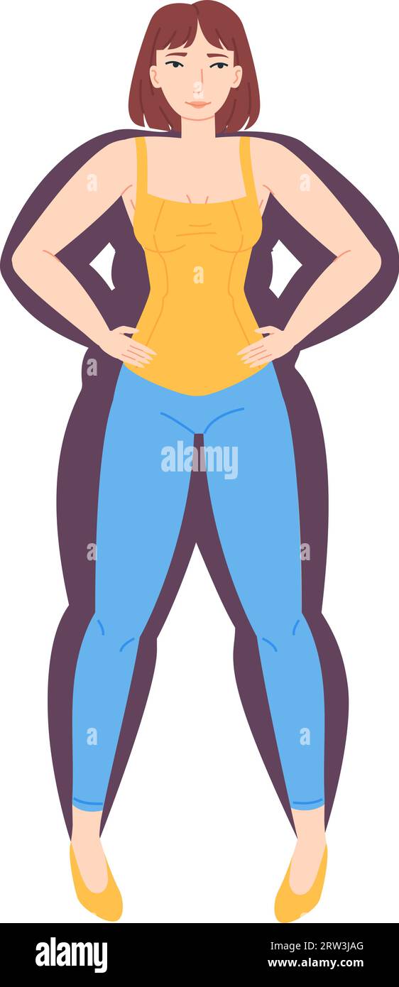 Girl with low and high BMI index. Fatnass concept Stock Vector Image ...