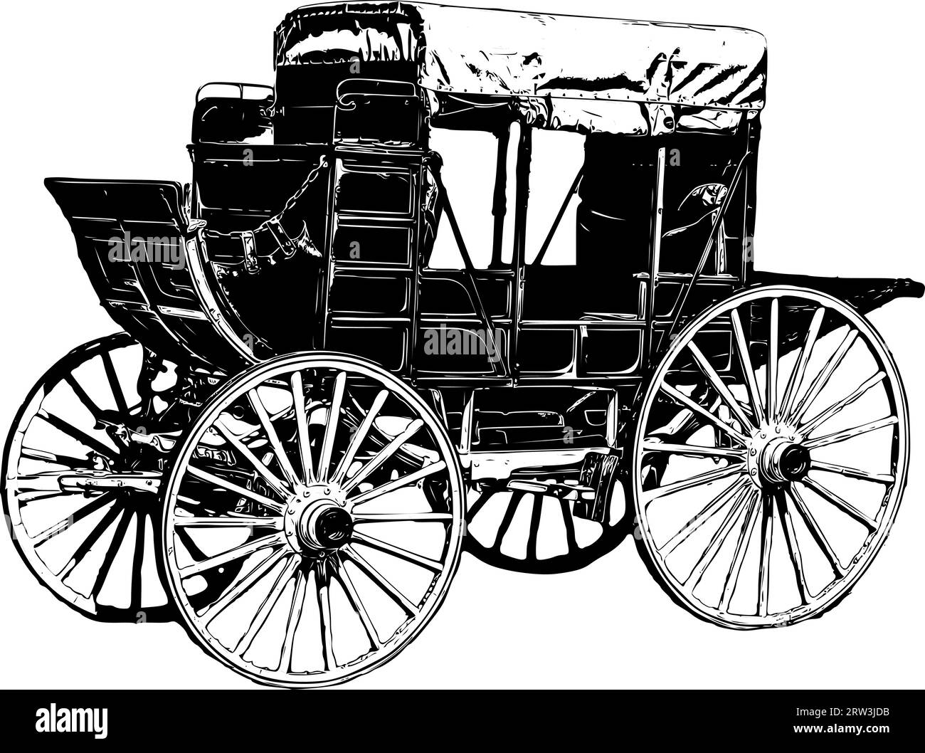 Realistic detailed sketch of an 1800s stagecoach Stock Vector Image ...