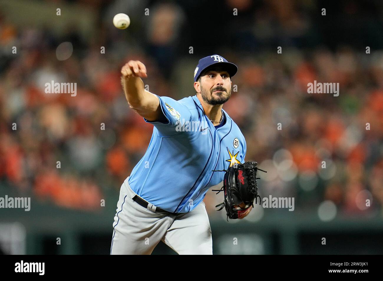 Tampa Bay Rays starting pitcher Zach Eflin throws in the fourth inning ...