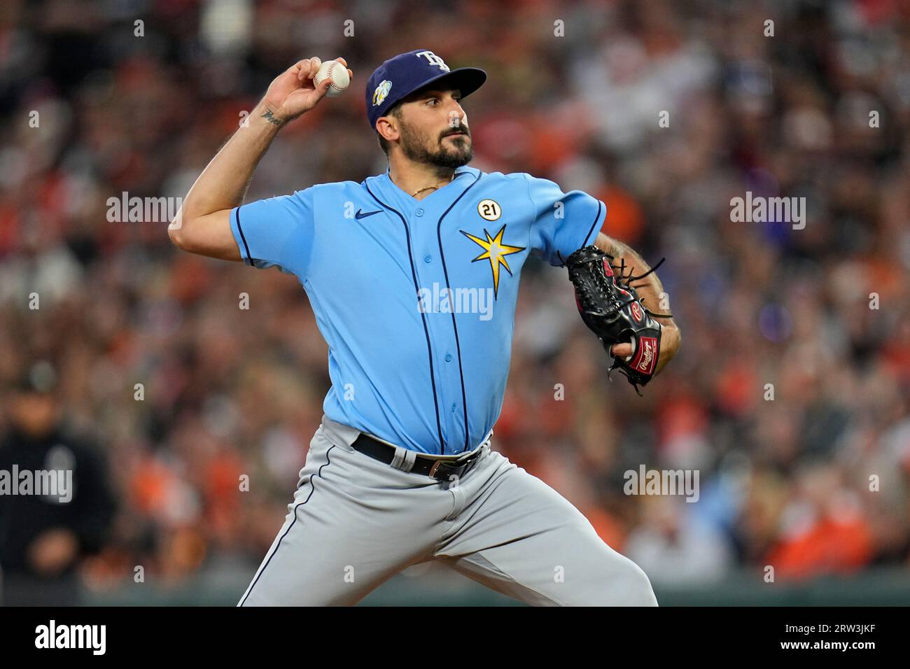 Tampa Bay Rays starting pitcher Zach Eflin throws in the first inning ...