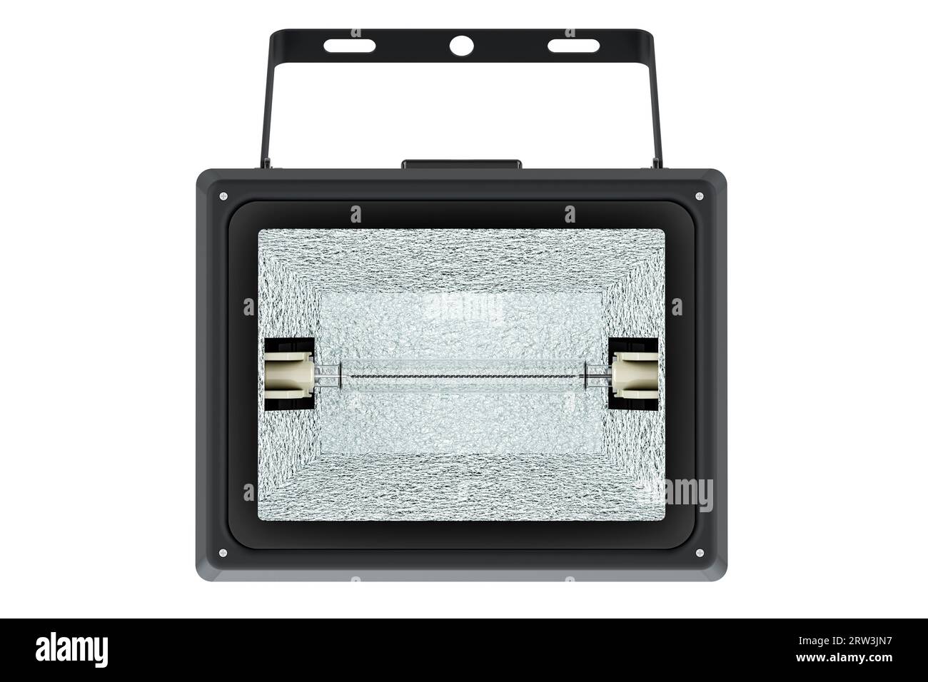 Halogen spotlight projector, front view. 3D rendering isolated on white ...