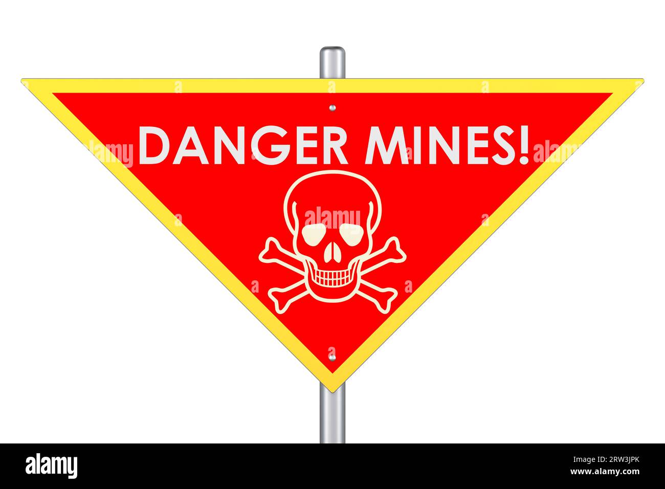 Danger mines sign, 3D rendering isolated on white background Stock ...
