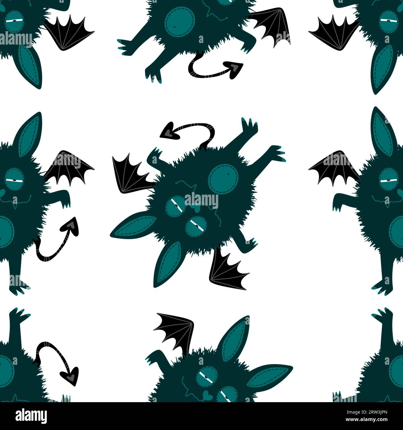 Halloween cartoon monsters seamless bats pattern for wrapping paper and ...