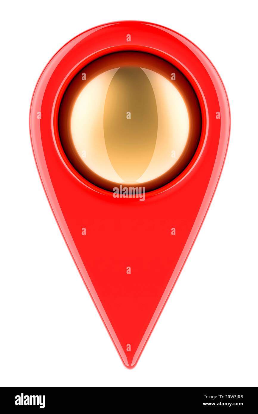 Map pointer, front view. 3D rendering isolated on white background ...