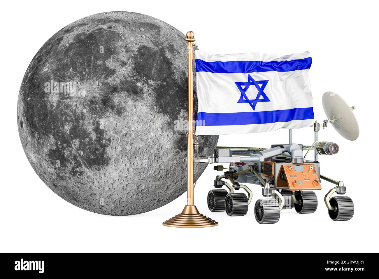 Israeli Lunar Exploration Program. Planetary rover with Moon and ...