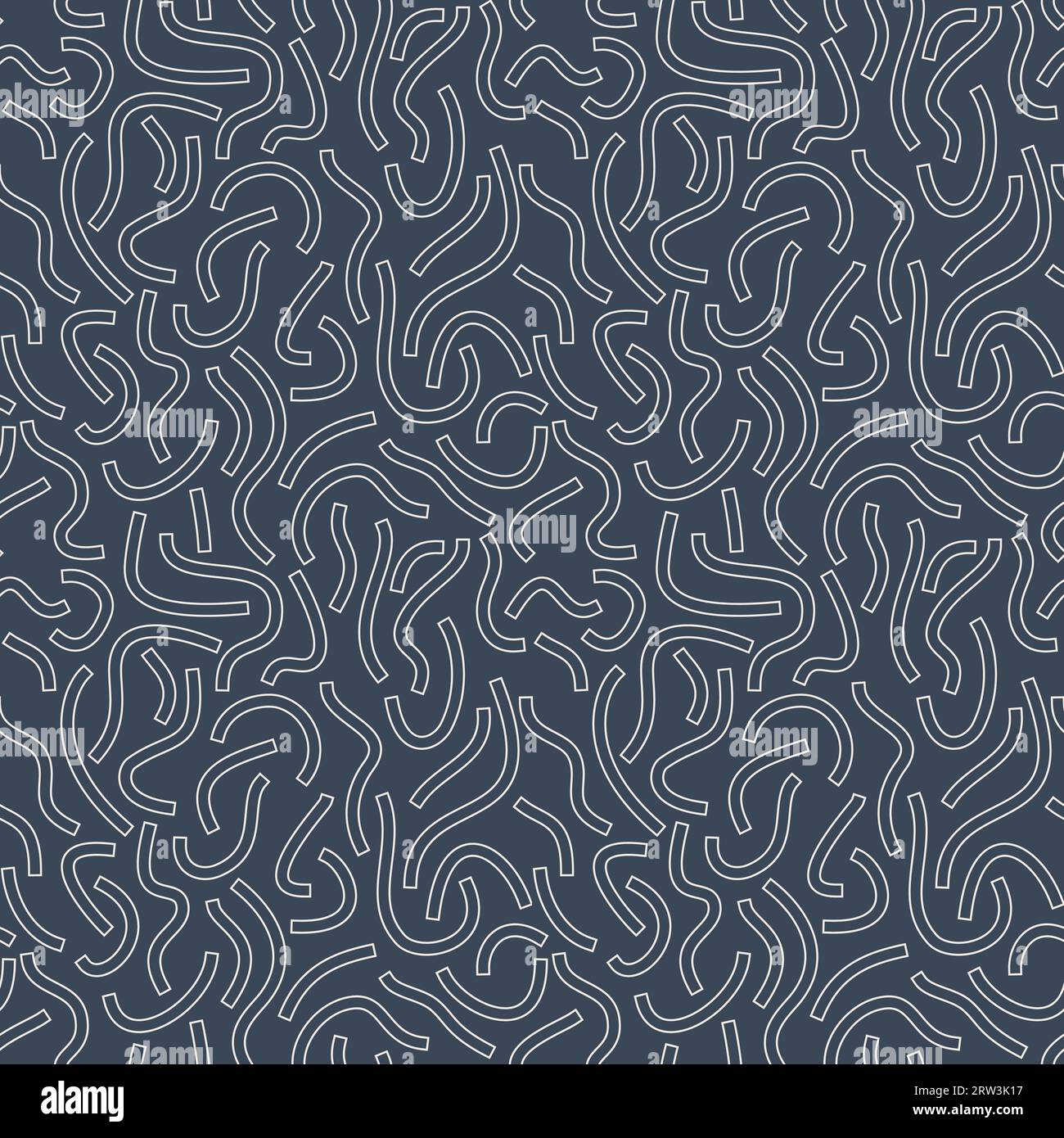 Monochrome geometric seamless pattern. White outline curved lines Stock ...