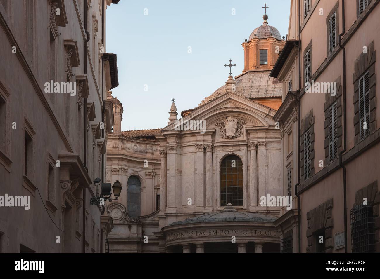 Curved portico facade of the historic 15th century Chiesa di Santa ...