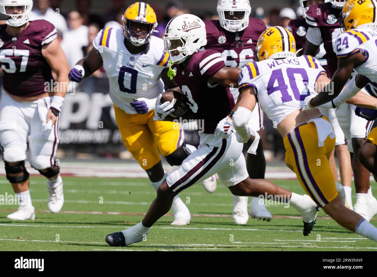 Mississippi State wide receiver Justin Robinson (3) runs upfield as he ...