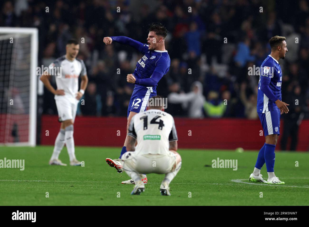 Cardiff, UK. 16th Sep, 2023. Ollie Tanner of Cardiff city celebrates ...