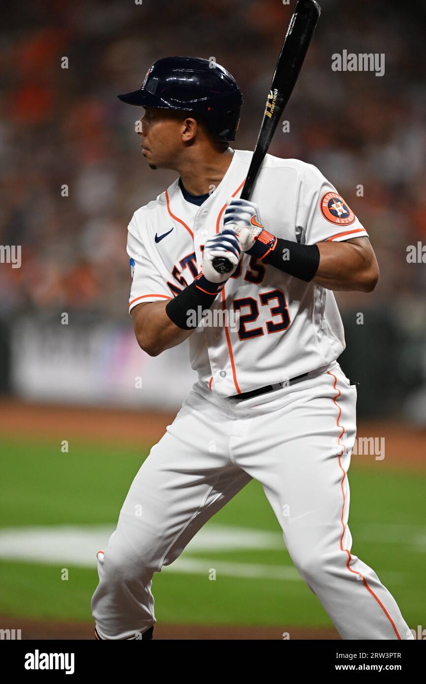 Houston Astros designated hitter Michael Brantley (23) in the bottom of ...