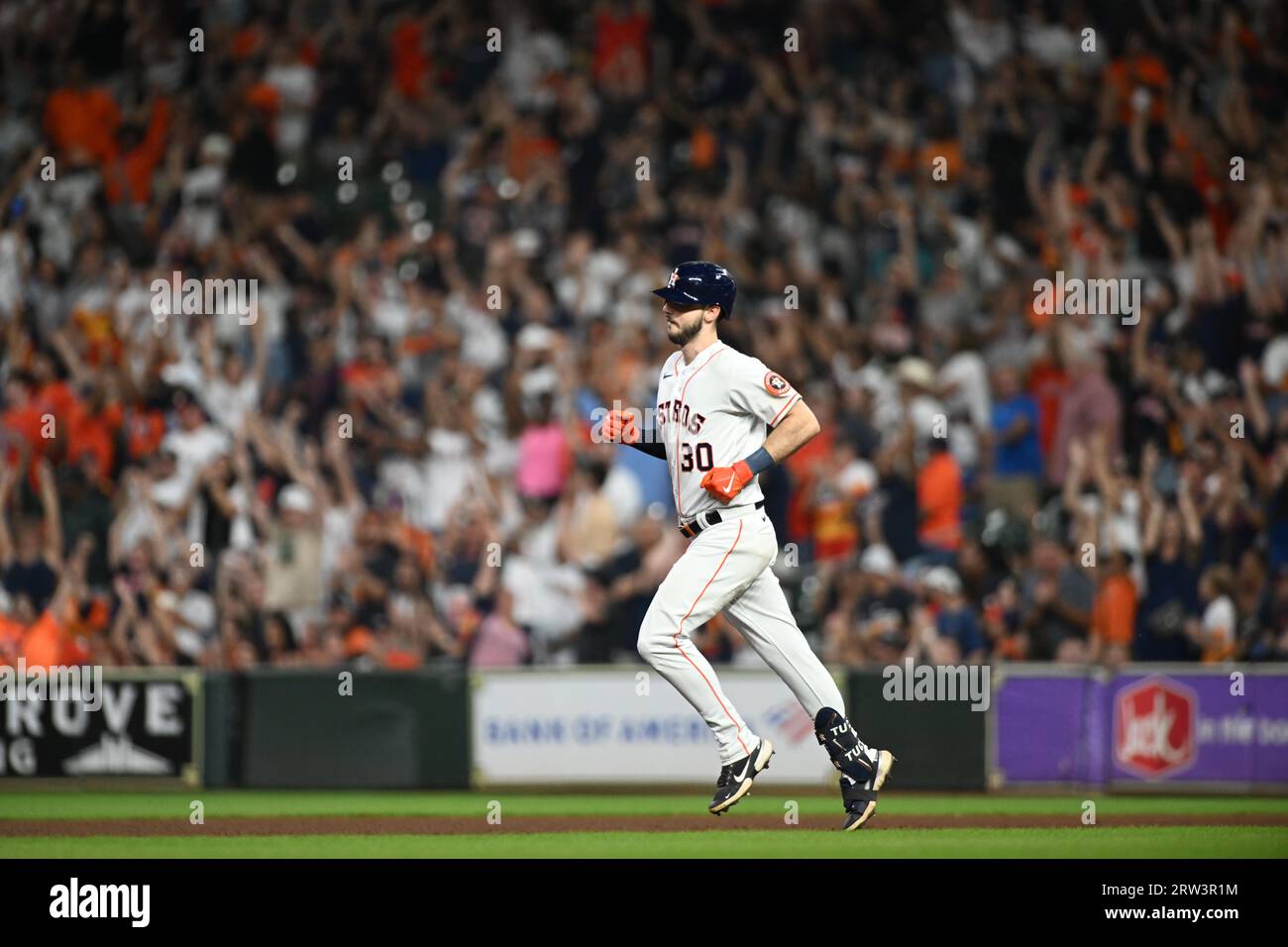 Houston Astros right fielder Kyle Tucker (30) hits career home run #100 to right-center in the ...