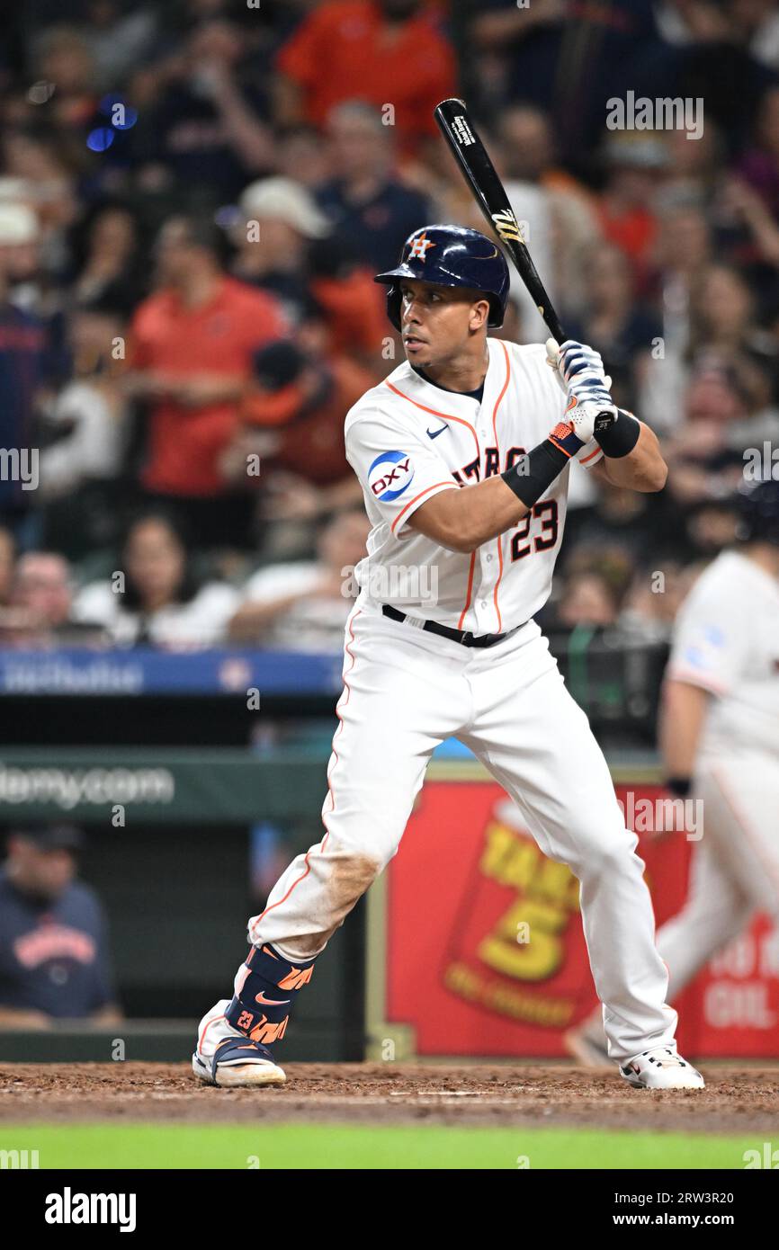 Houston Astros designated hitter Michael Brantley (23) batting during ...