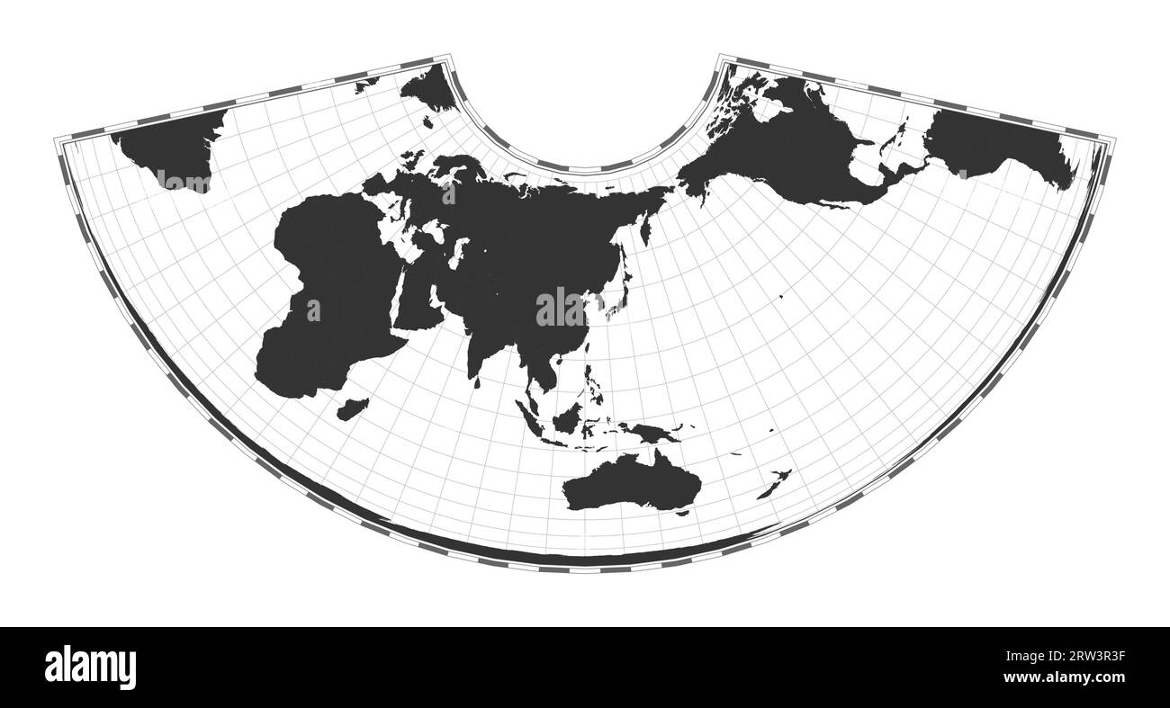 Vector world map. Albers conic equal-area projection. Plain world ...