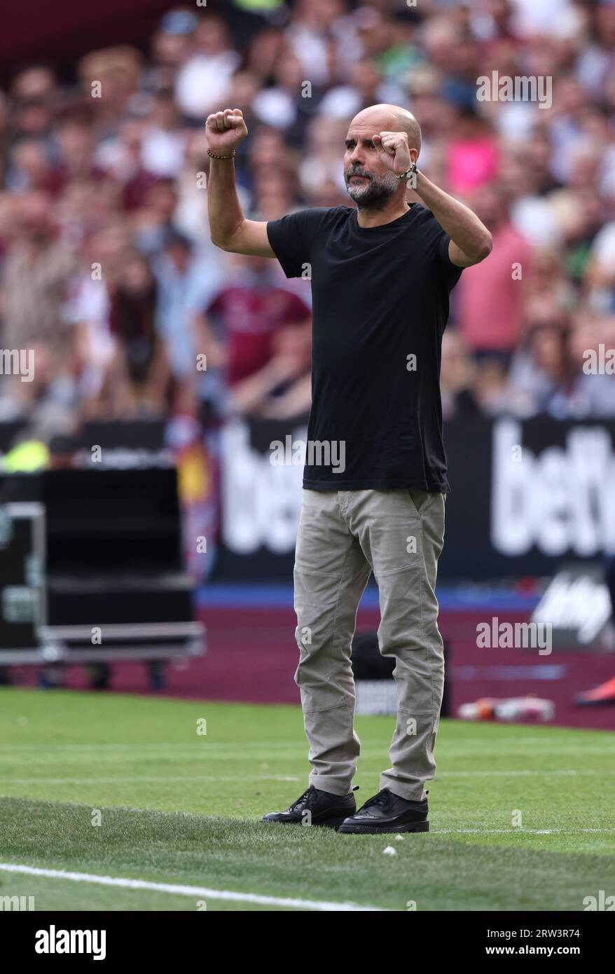 London, UK. 16th Sep, 2023. Pep Guardiola (Man City manager) at the ...