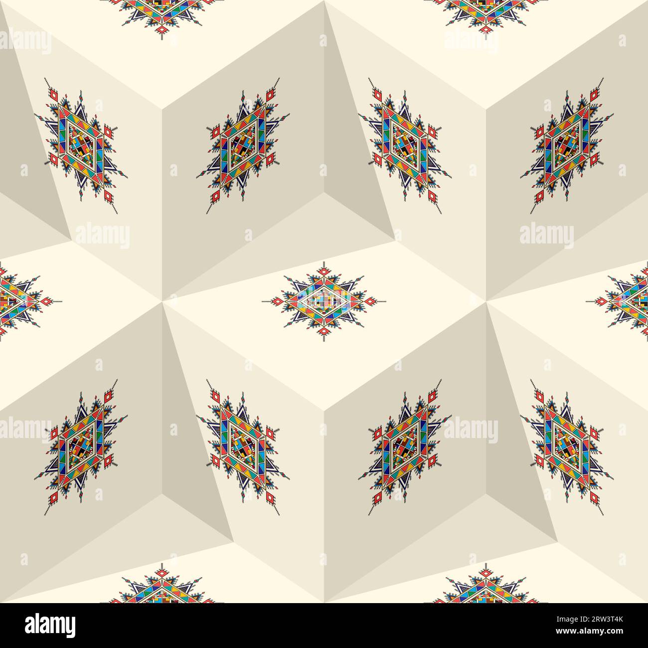 Decorative geometric repeating pattern inspired by Al-Qatt Al-Asiri ...