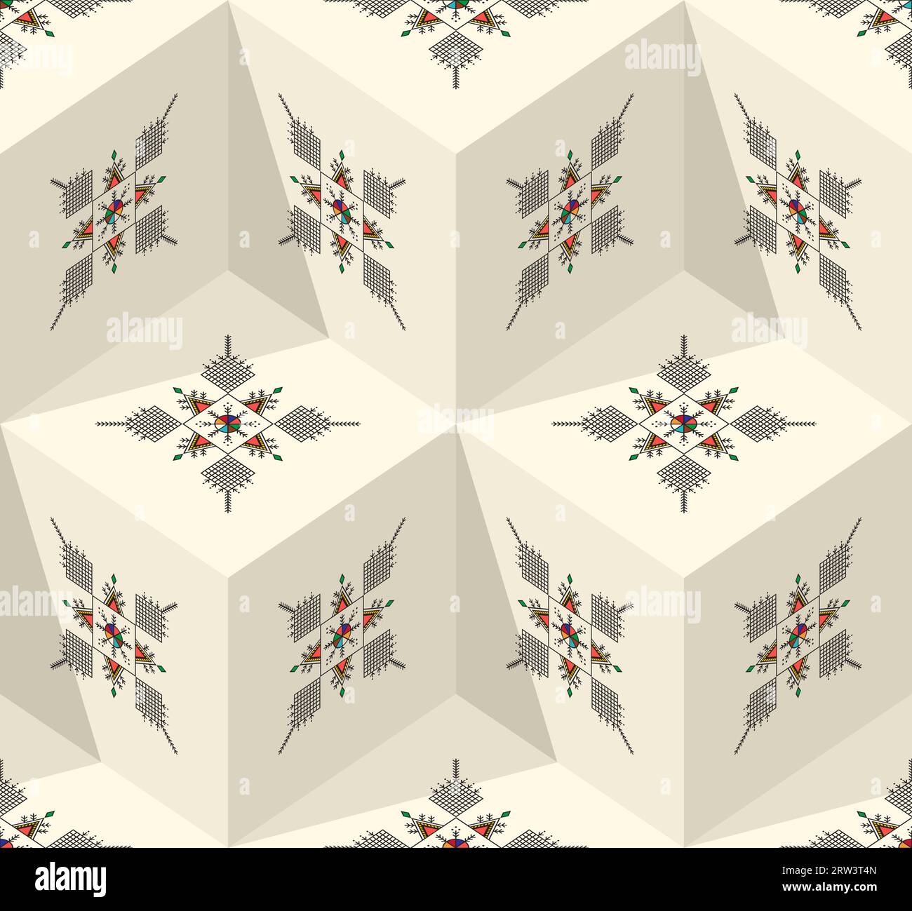 Decorative geometric repeating pattern inspired by Al-Qatt Al-Asiri ...
