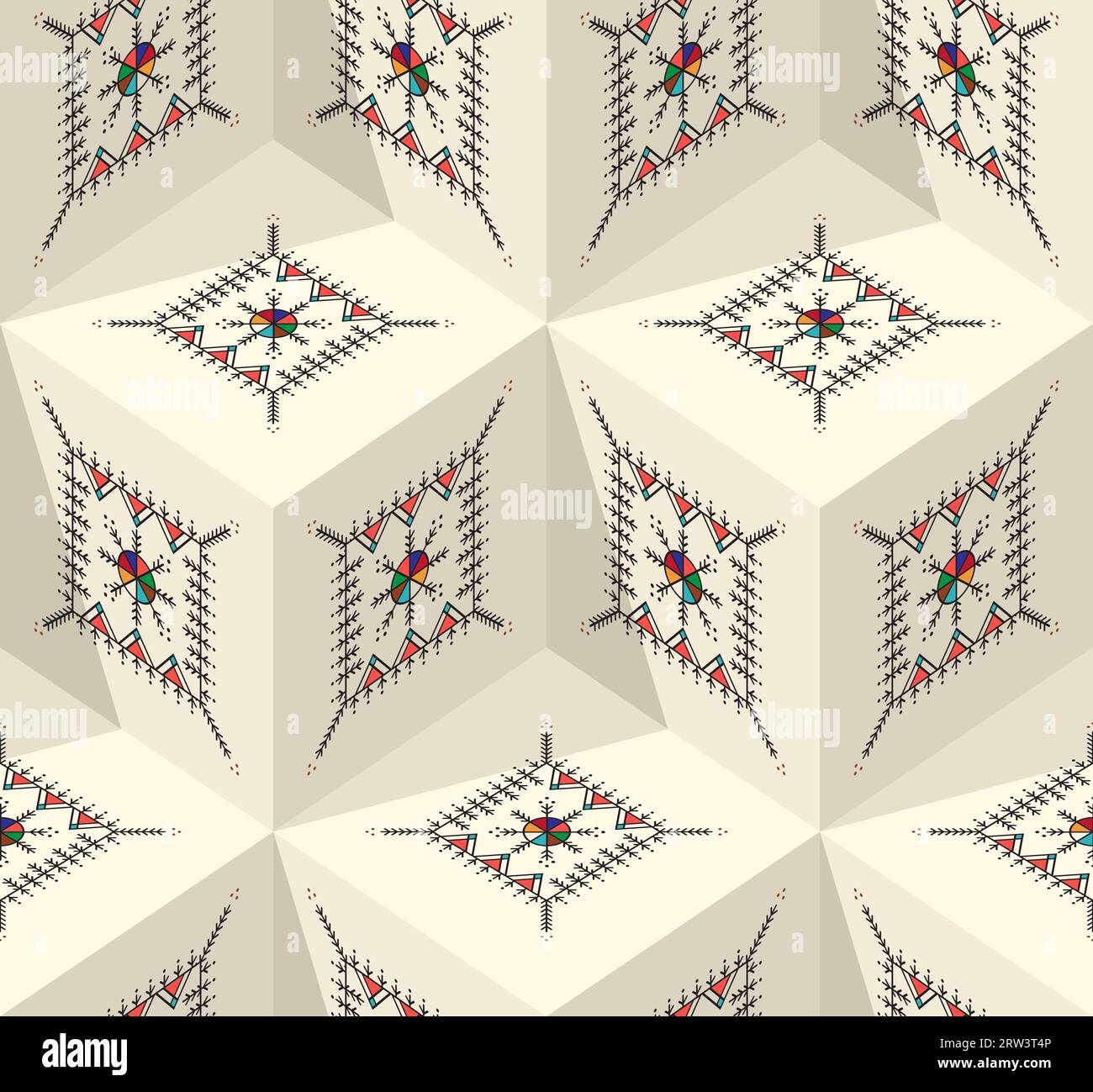 Decorative geometric repeating pattern inspired by Al-Qatt Al-Asiri ...