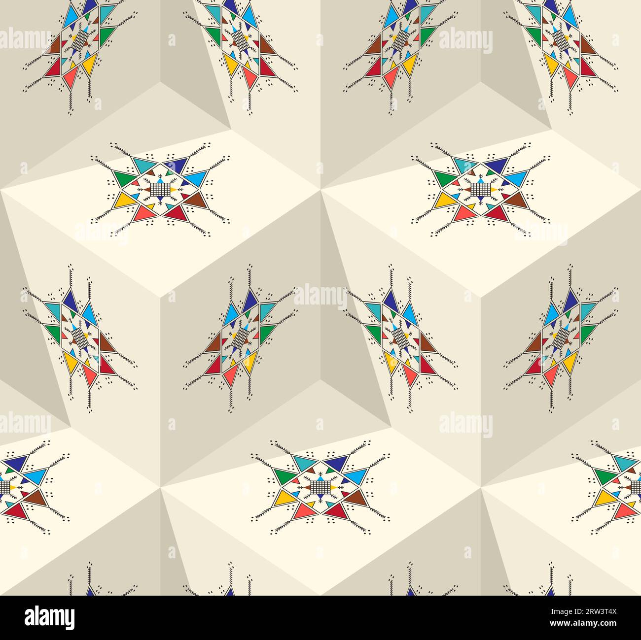 Decorative geometric repeating pattern inspired by Al-Qatt Al-Asiri ...