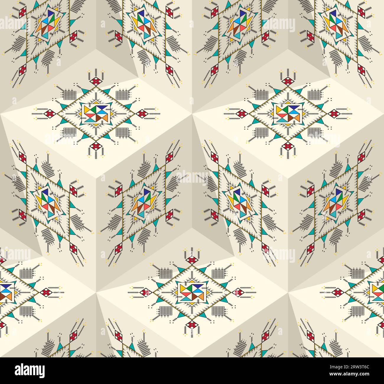 Decorative geometric repeating pattern inspired by Al-Qatt Al-Asiri ...