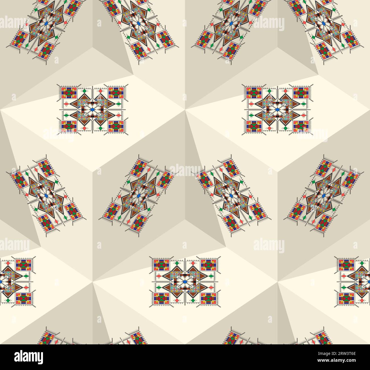 Decorative geometric repeating pattern inspired by Al-Qatt Al-Asiri ...