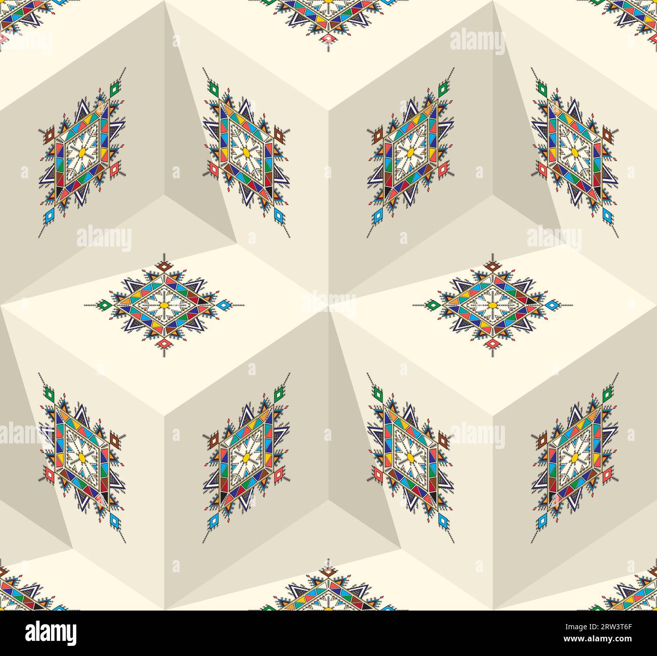 Decorative geometric repeating pattern inspired by Al-Qatt Al-Asiri ...