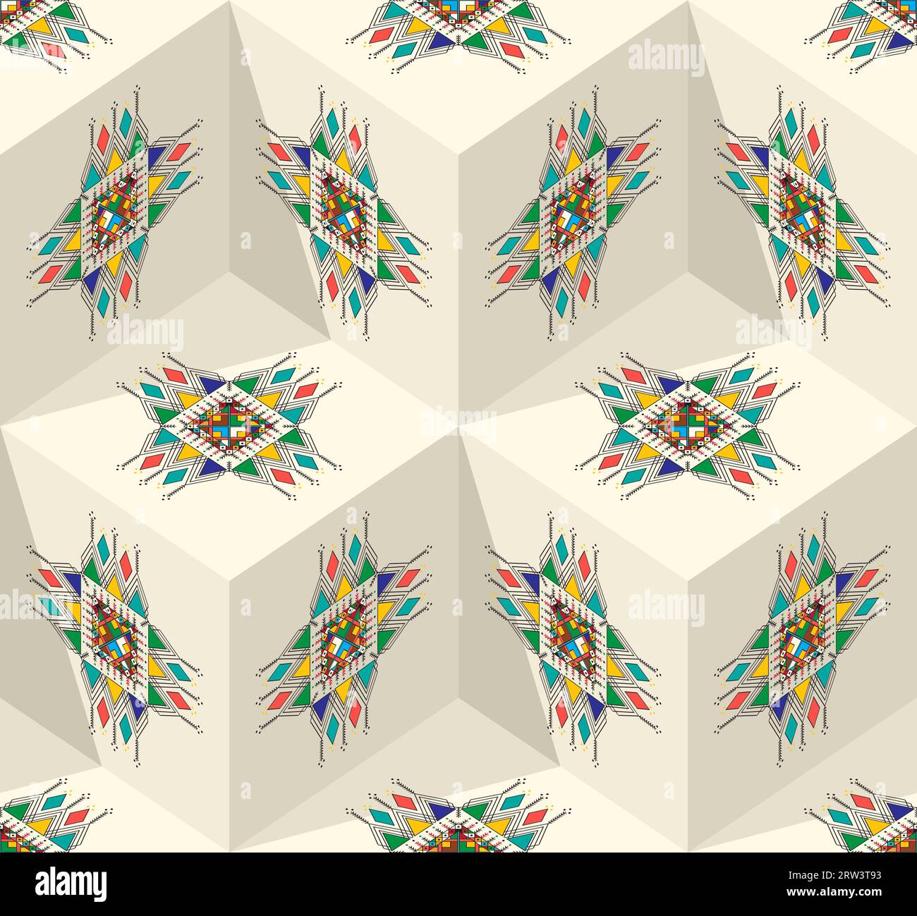 Decorative geometric repeating pattern inspired by Al-Qatt Al-Asiri ...