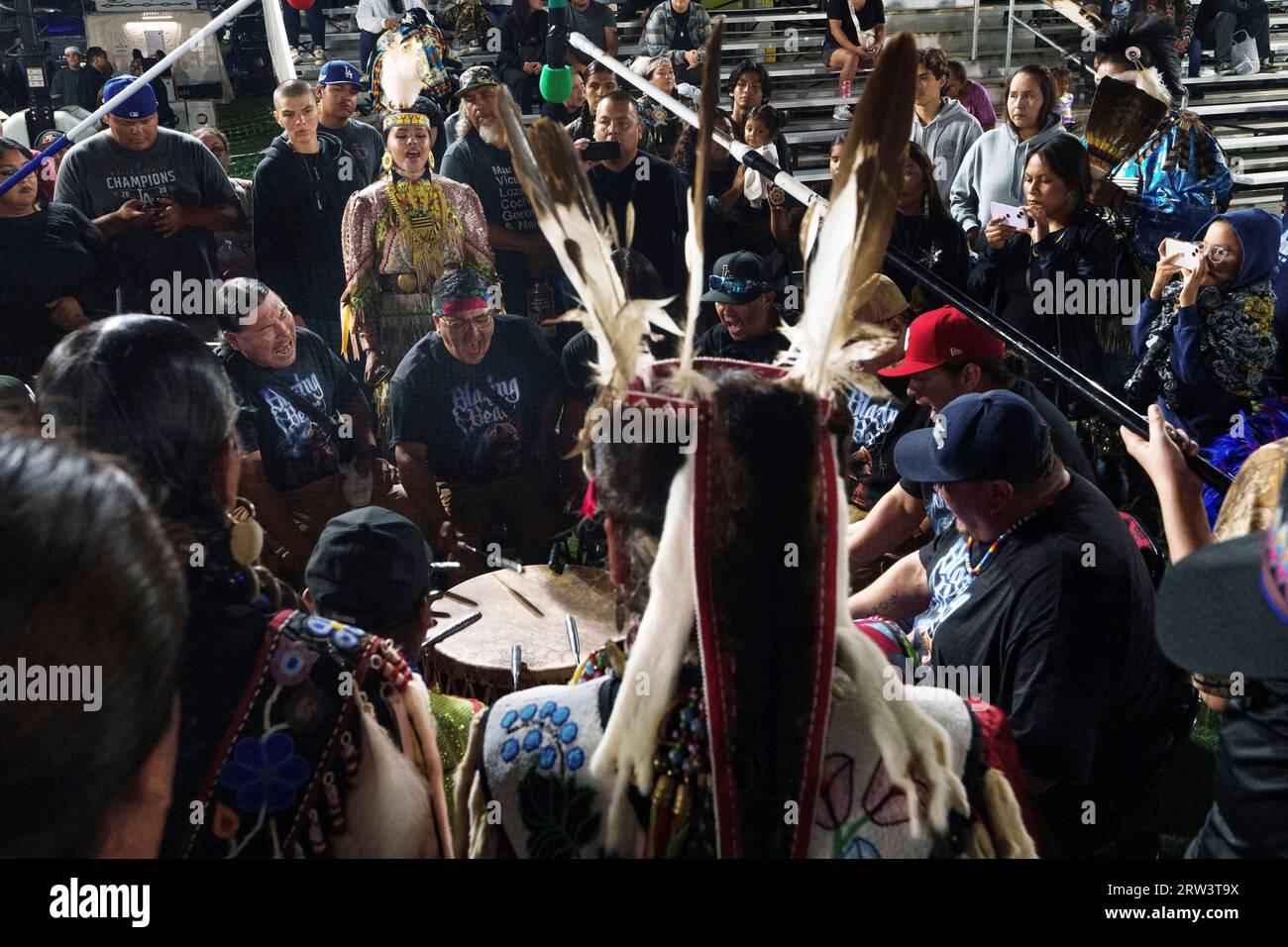 Members of the Blazing Bear singers, a southern drum group from ...