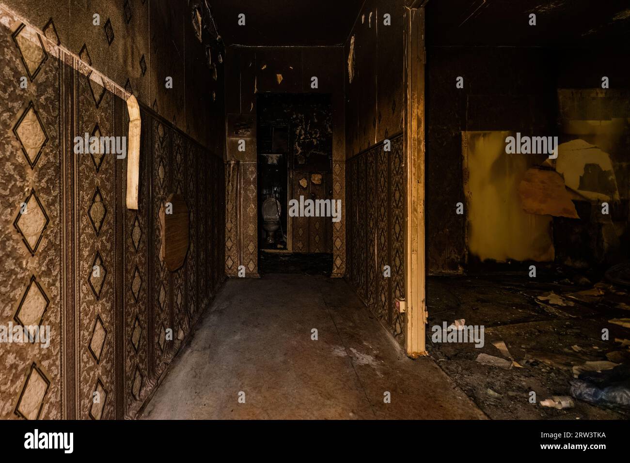 Burnt apartment house interior. Consequences of fire Stock Photo - Alamy