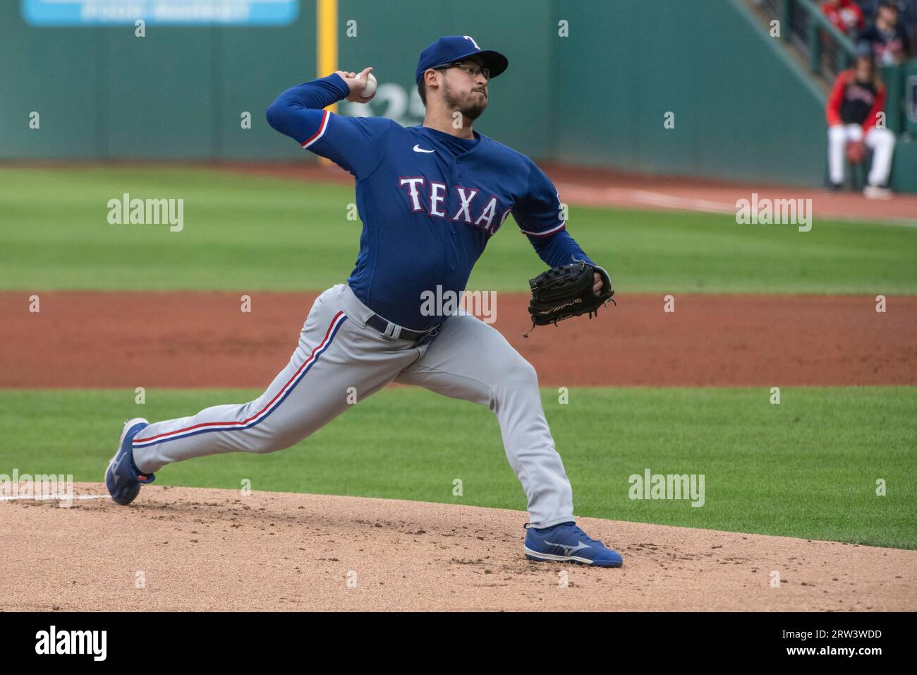 Texas Rangers starting pitcher Dane Dunning delivers during the first ...