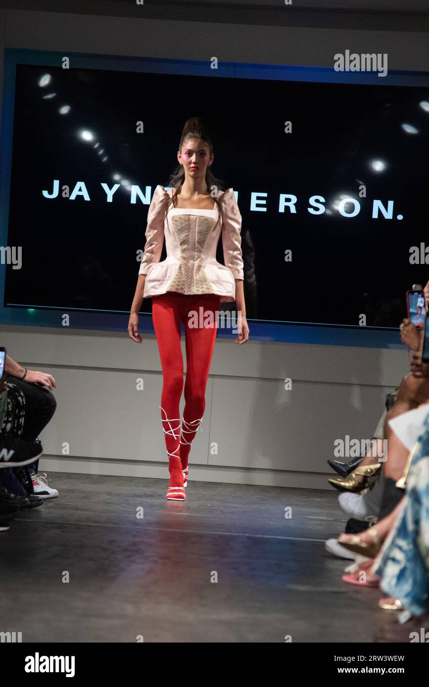 London, UK. 16th Sep, 2023. A model walks the runway at the Jayne ...