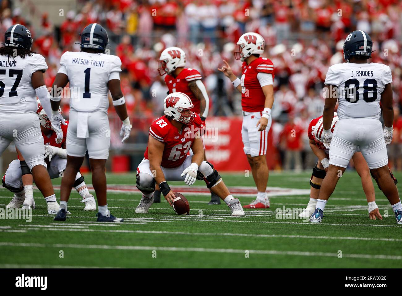 Madison, WI, USA. 16th Sep, 2023. Wisconsin Badgers offensive lineman ...