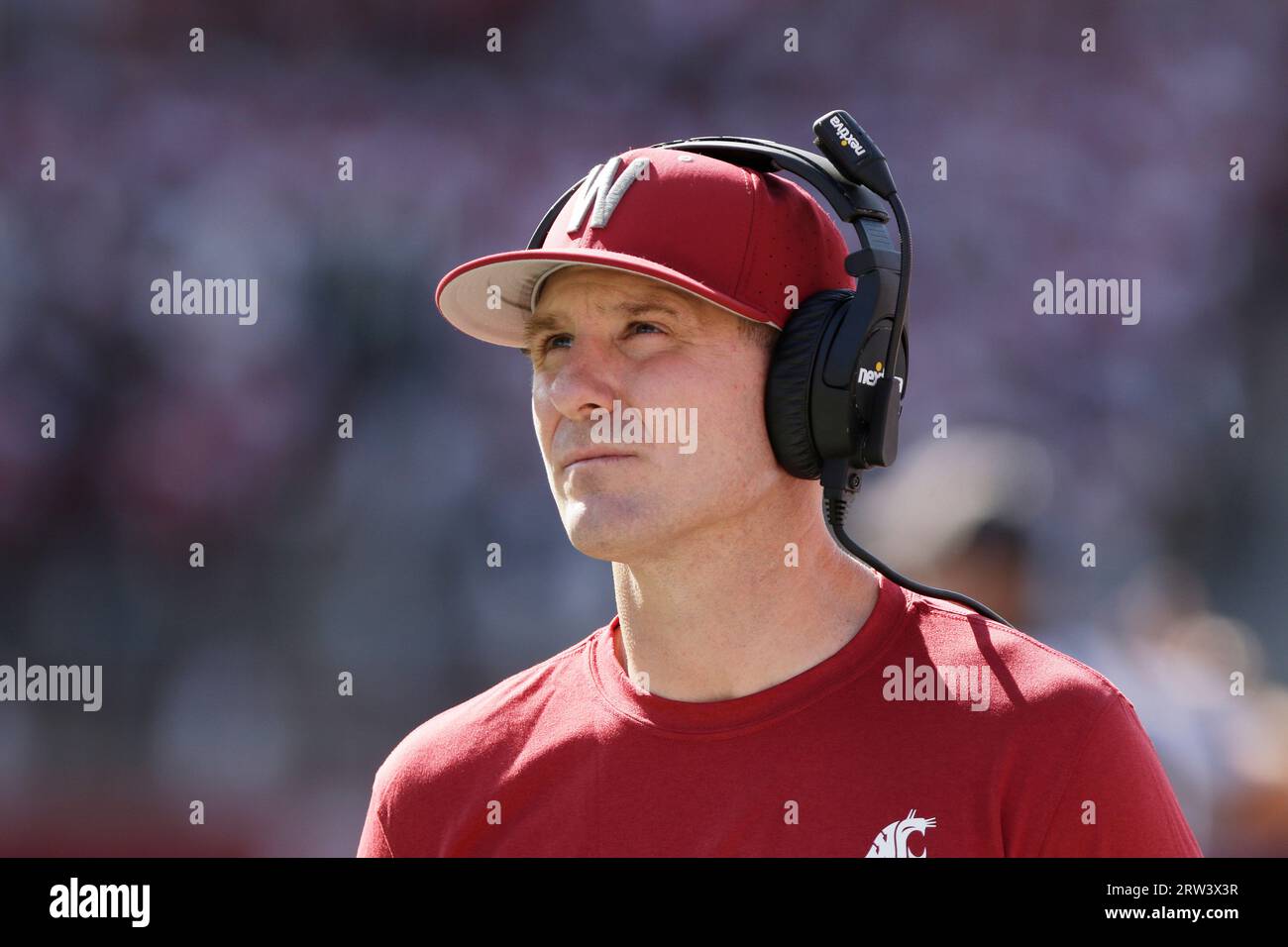 Washington State head coach Jake Dickert stands on the sideline during ...