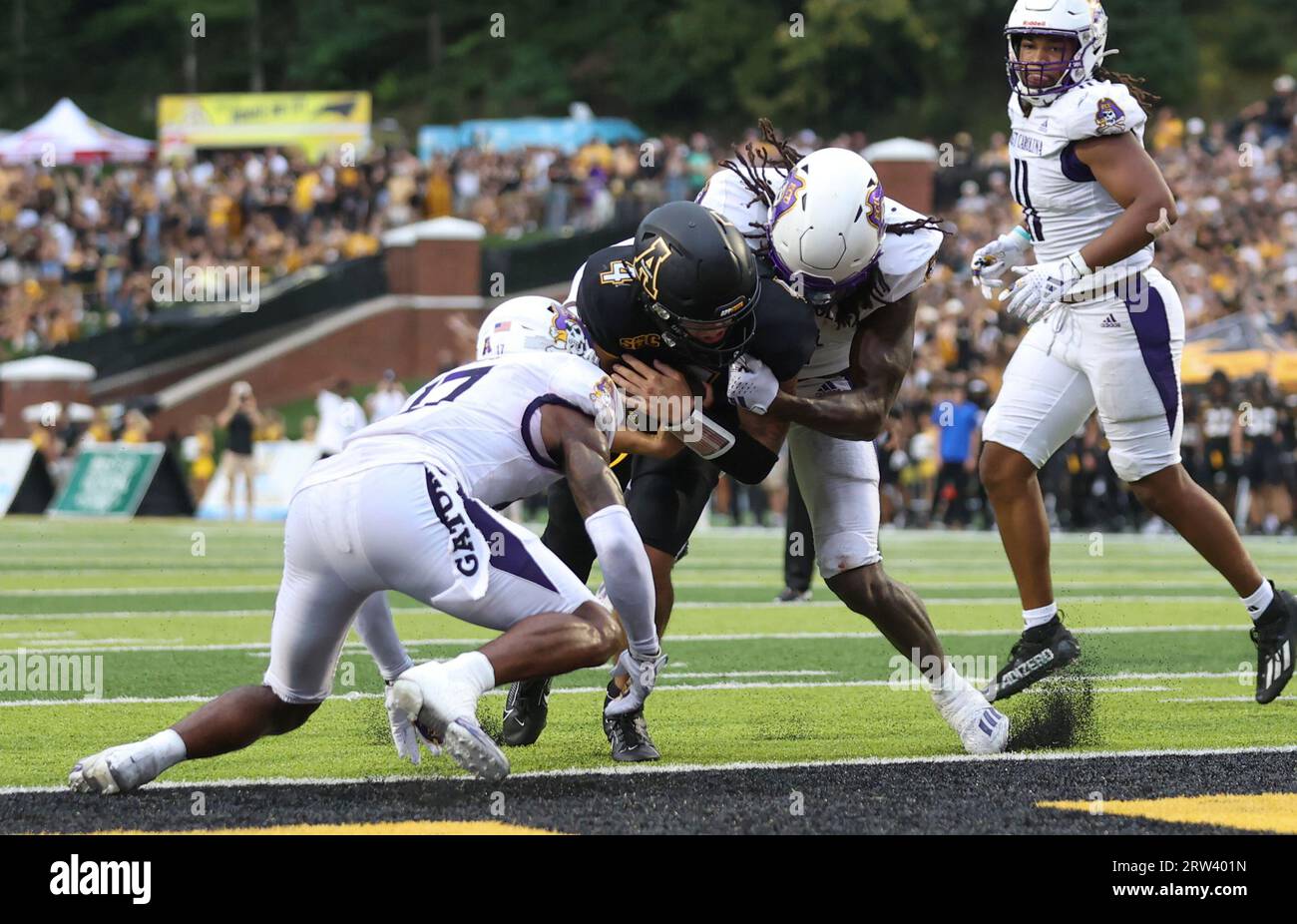 September 16,2023: Appalachian State junior Joey Aguilar (4) DIVES into ...