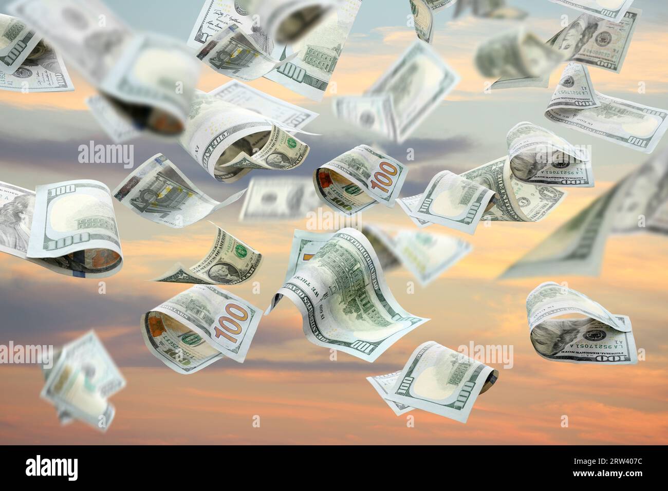 Money rain from dollar bills hi-res stock photography and images - Alamy