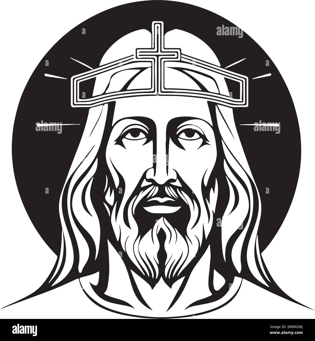 Great lovely Jesus Christ emblem vector art Stock Vector Image & Art ...