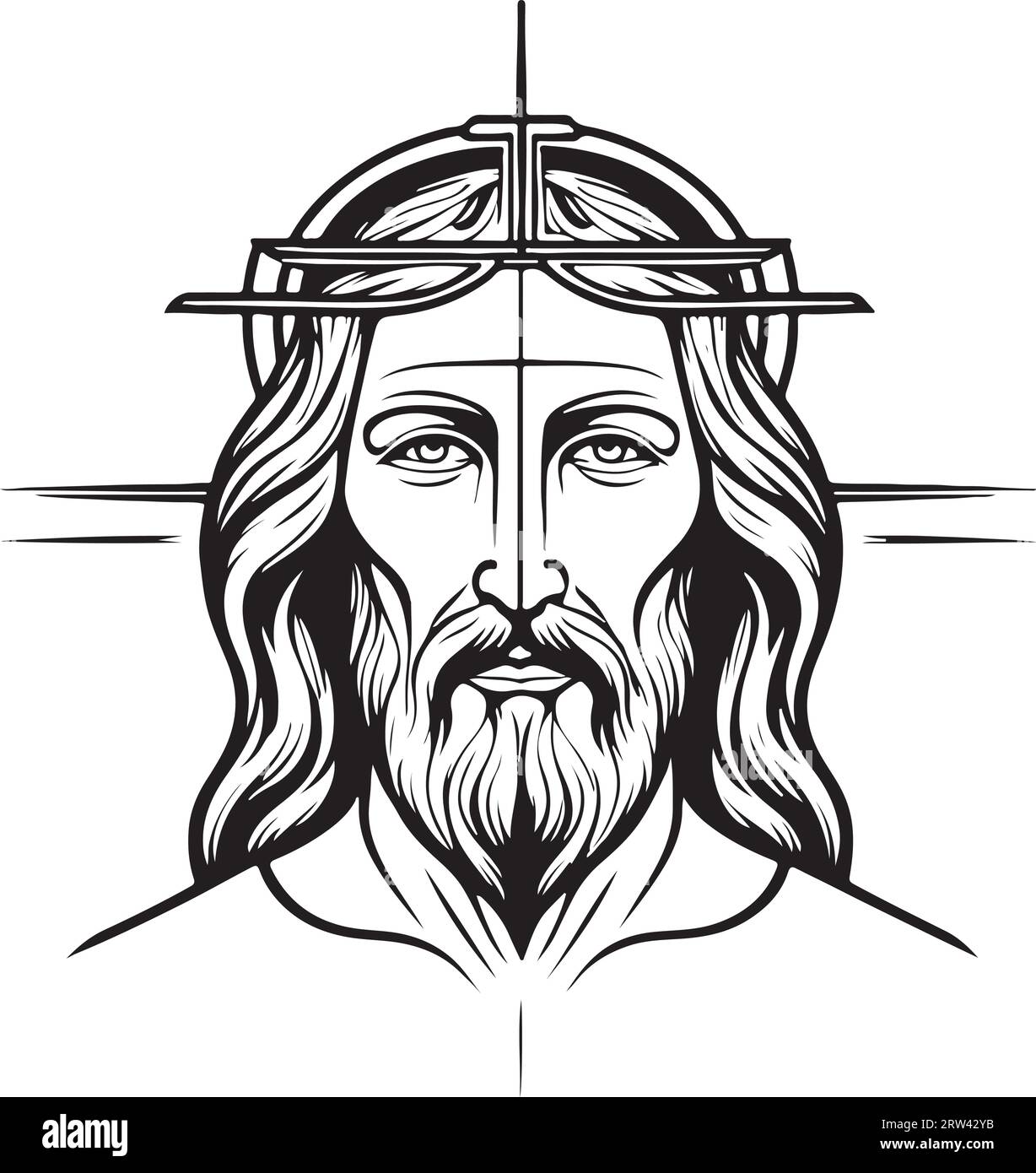 Gorgeous lovely Jesus Christ emblem vector art Stock Vector Image & Art ...