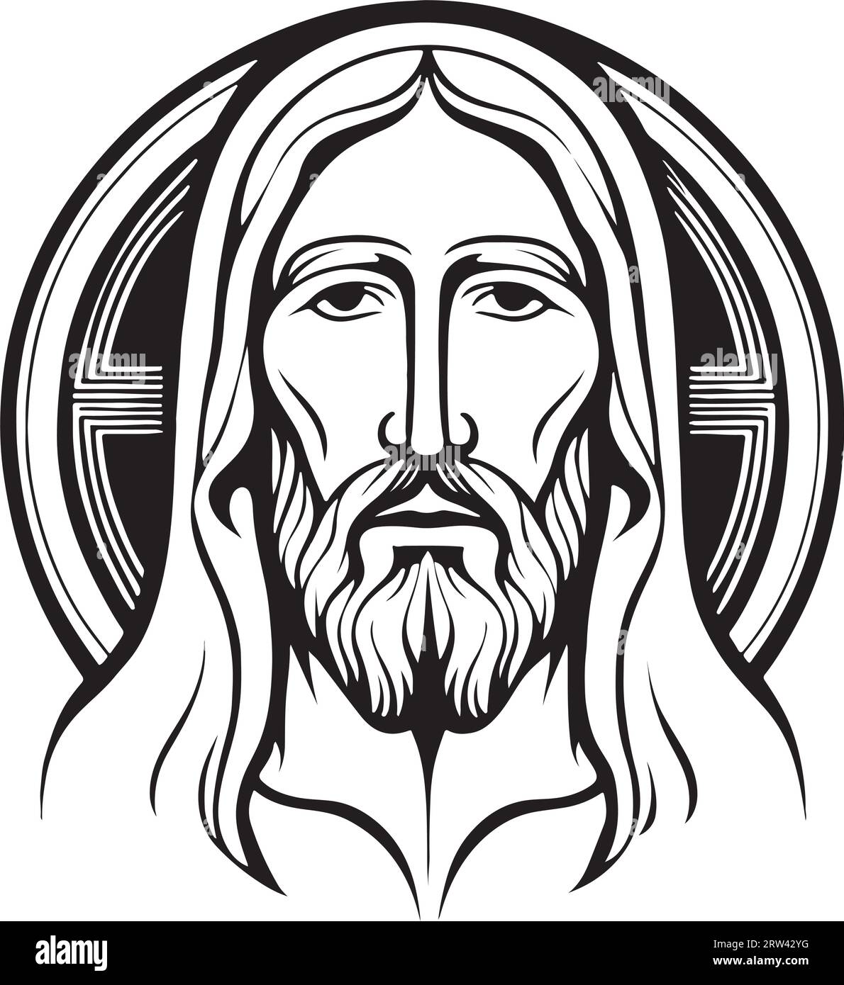 Wonderful lovely Jesus Christ emblem vector art Stock Vector Image ...