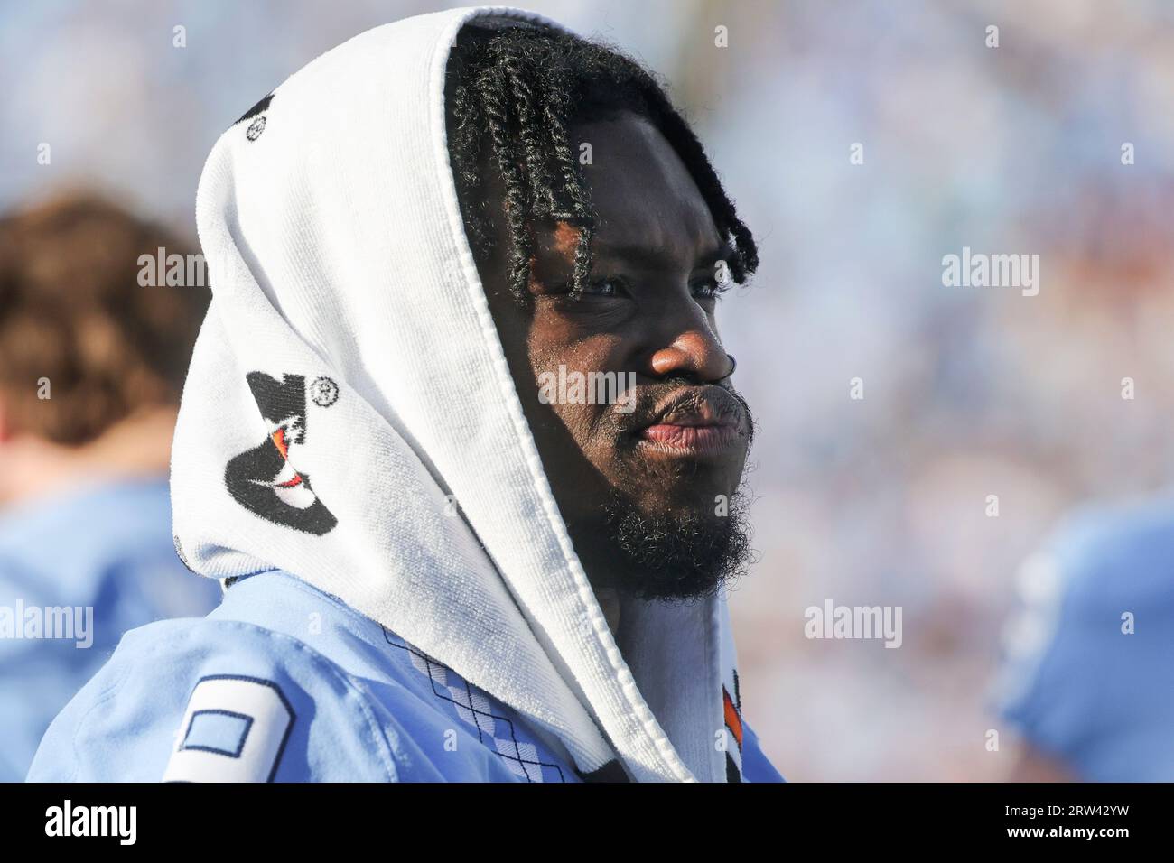 North Carolina wide receiver Devontez Walker (9) watches his offense ...