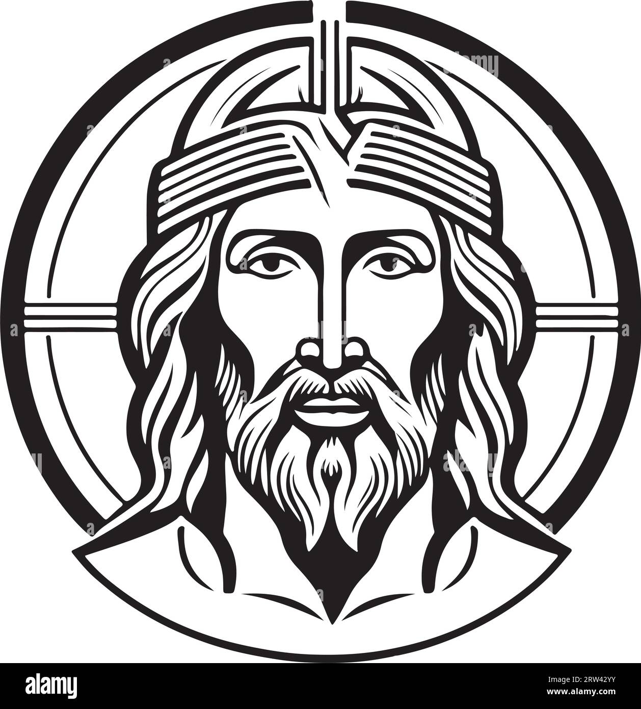 Extraordinary lovely Jesus Christ emblem vector art Stock Vector Image ...
