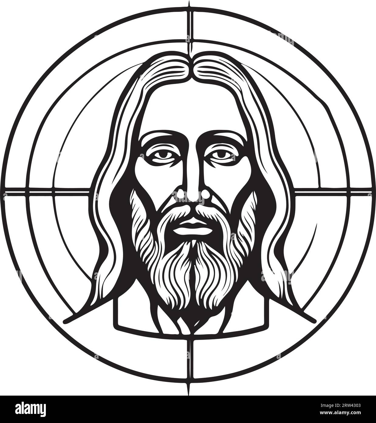 Fantastic lovely Jesus Christ emblem vector art Stock Vector Image ...