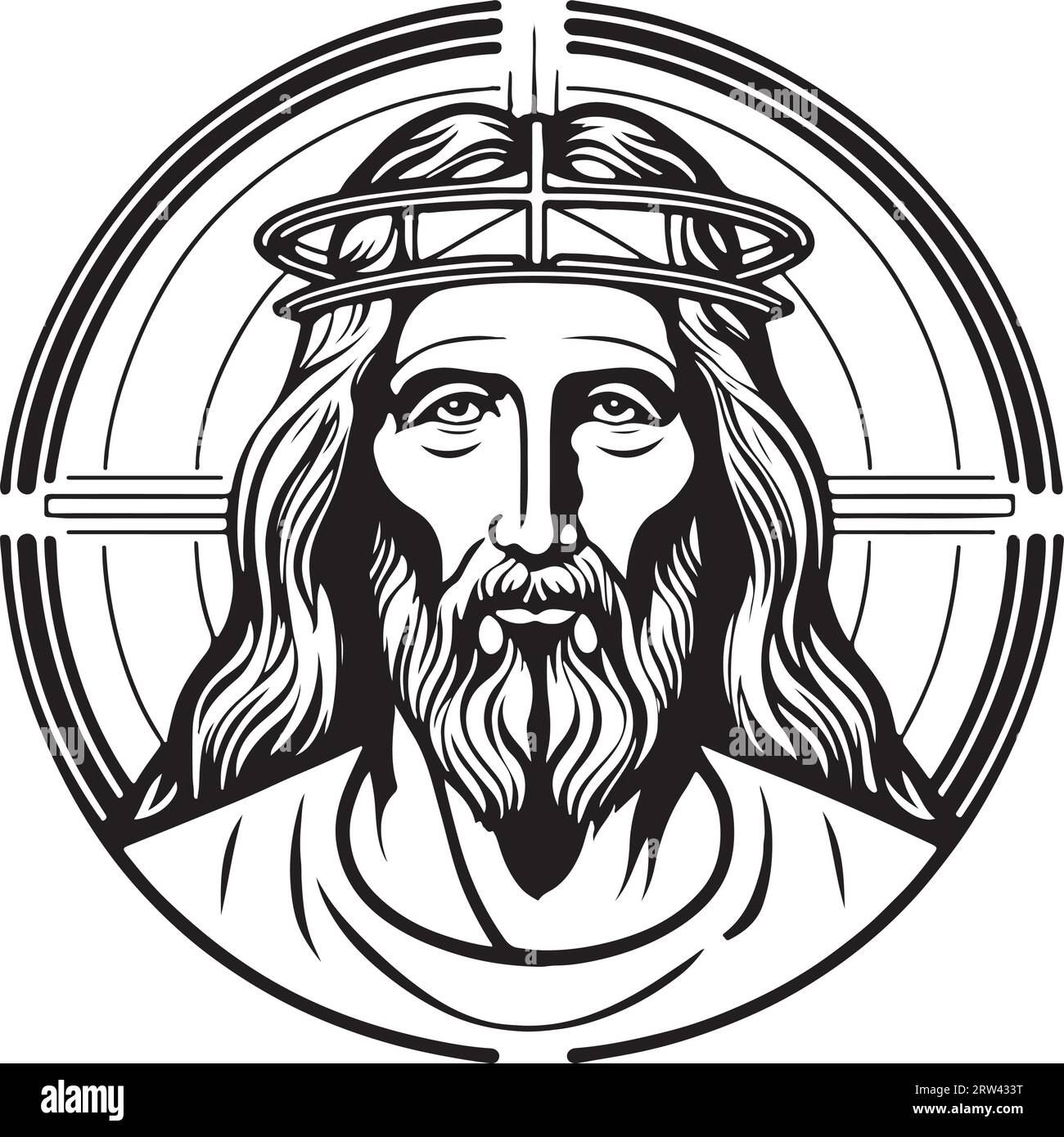 Amazing lovely Jesus Christ emblem vector art Stock Vector Image & Art ...